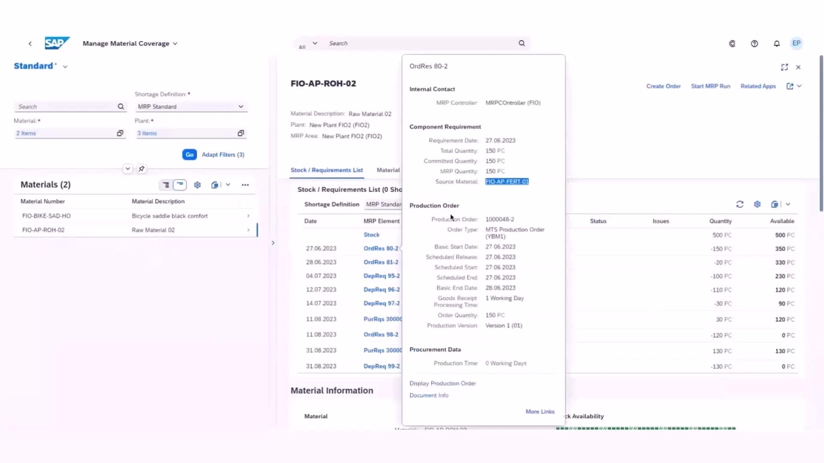 SAP Video - 2308 | Manage Material Coverage | Manufacturing