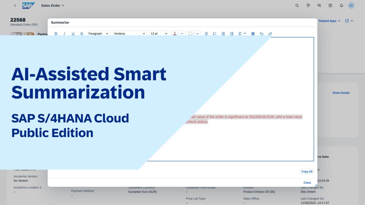 SAP Video - AI-Assisted Smart Summarization in SAP S/4HANA Cloud Public ...