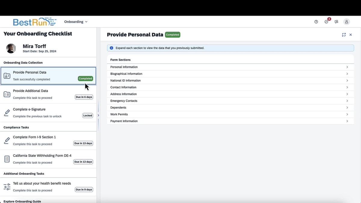 SAP Video - View Personal Data Collection Page