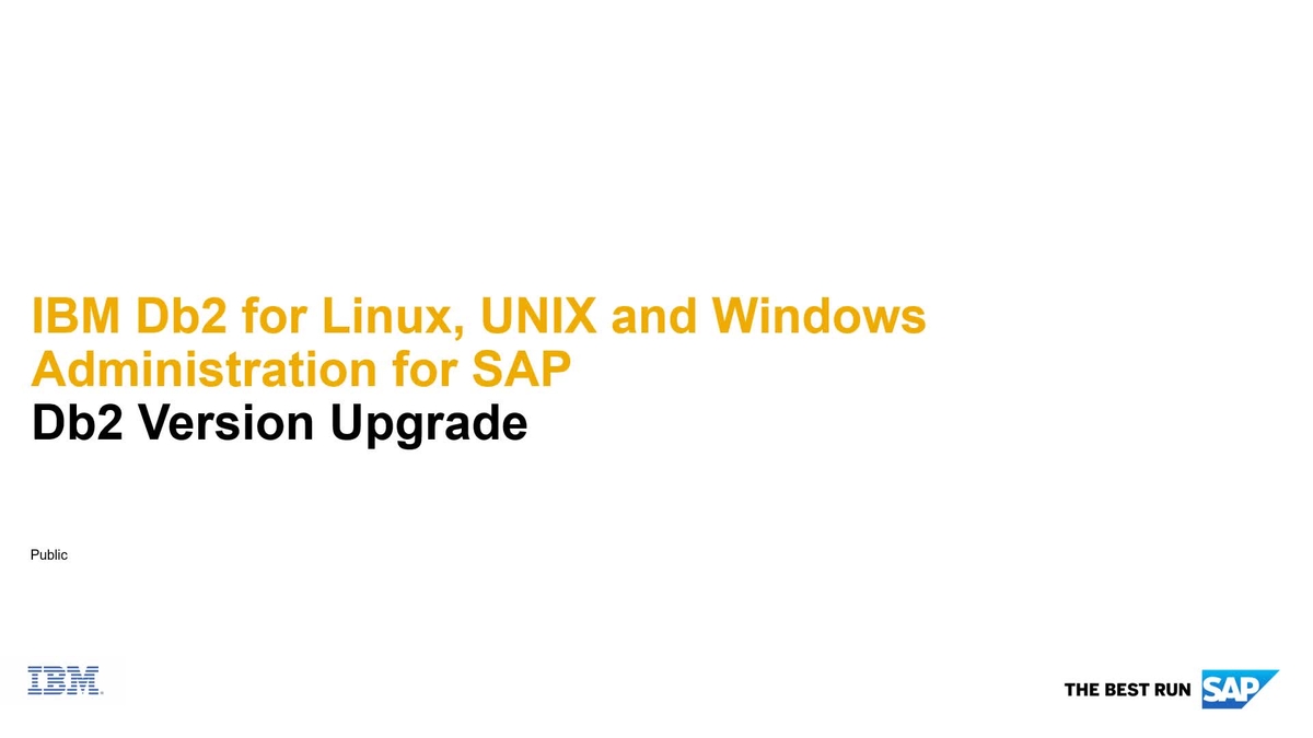 SAP Video - Db2 Version Upgrade