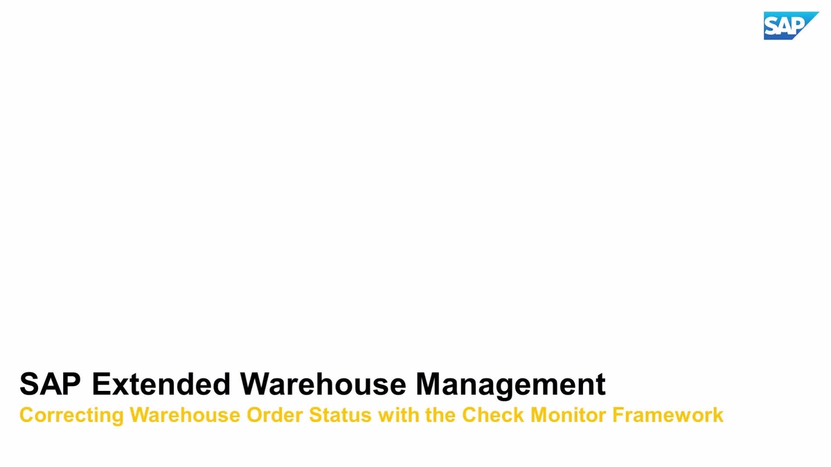 SAP Video - WO status correction in check monitor