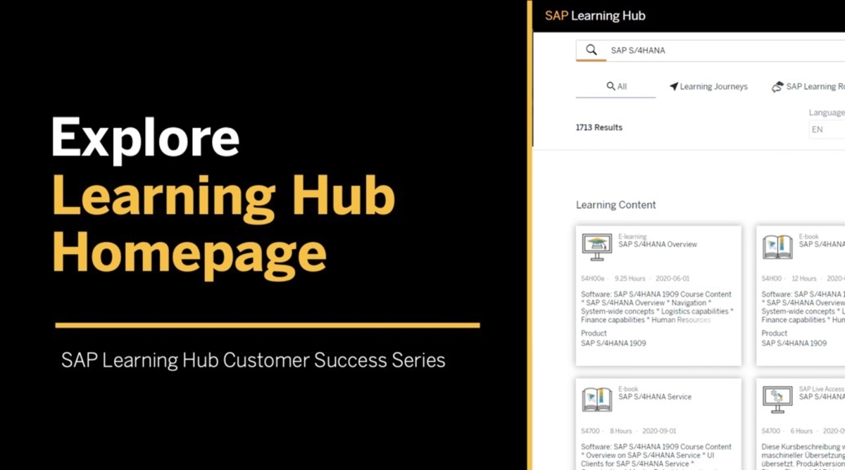 SAP Video - Explore SAP Learning Hub Homepage – Navigating to and from ...