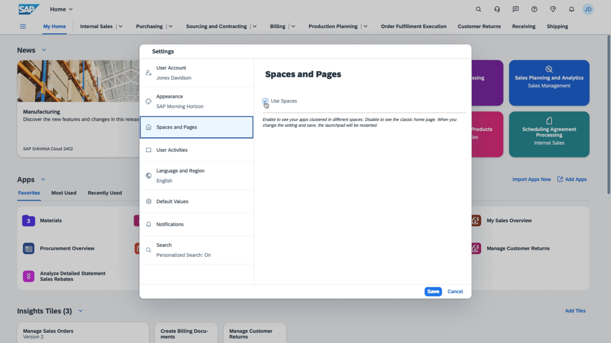 SAP Video - Toggle between Spaces and Pages and Groups