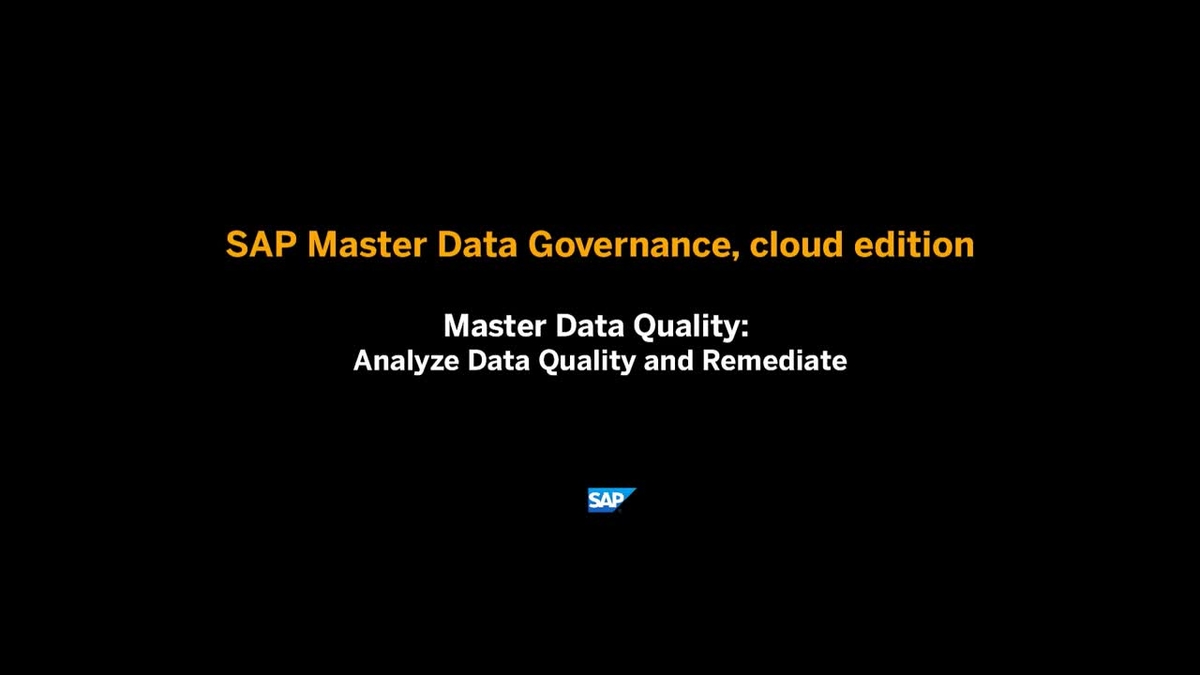 SAP Video - SAP Master Data Governance, cloud edition - Analyze Data ...