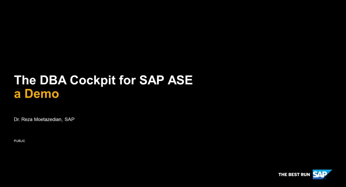 SAP Video - The DBA Cockpit for SAP ASE - Demo