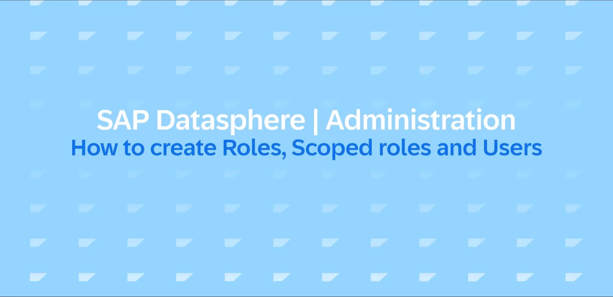 SAP Video - Datasphere: User and Role Management