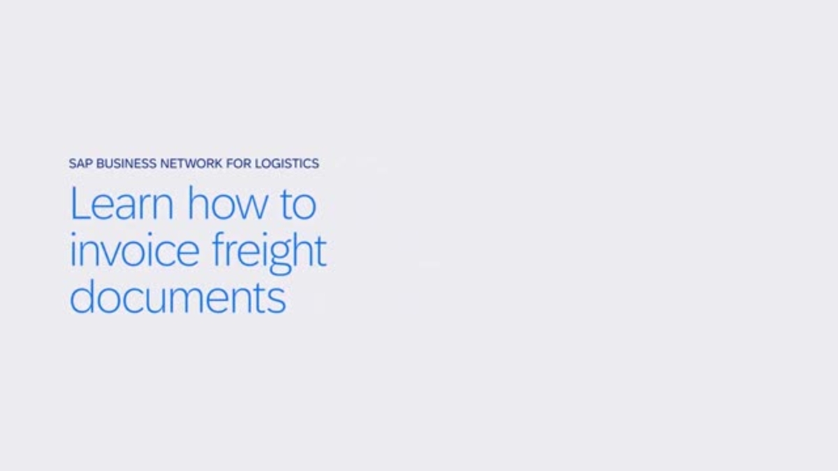 SAP Video - Invoice Freight Documents