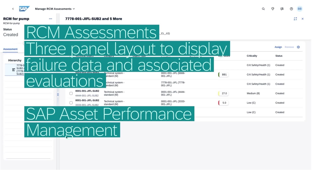 SAP Video - RCM Assessment - 3 Panel Layout to Display Failure Data ...