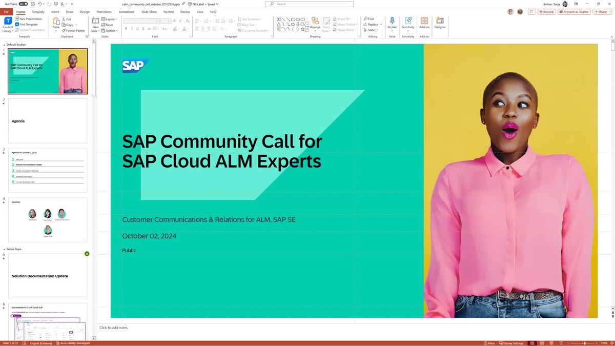SAP Video - SAP Community Call for SAP Cloud ALM Experts October 2024