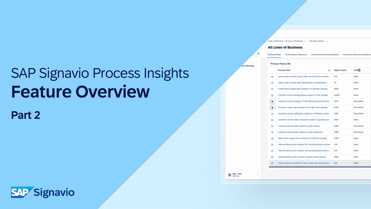 SAP Video - SAP Signavio Process Insights - Feature Overview: Part 2