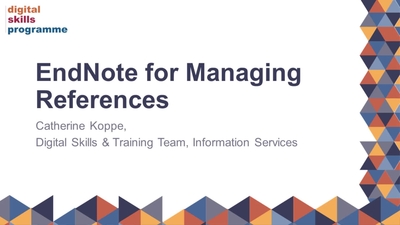 EndNote for managing references course recording (EndNote 21) - Media Hopper Create