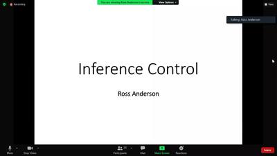 Prof Ross Anderson - Inference Control - Media Hopper Create