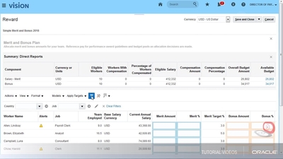 Compensation | Creating Worksheet Filters - Oracle Video Hub