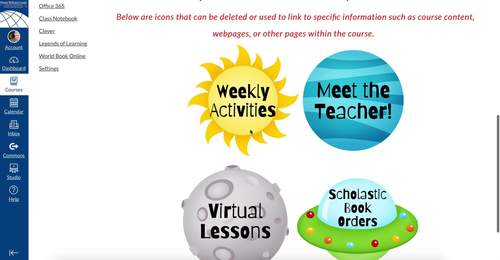 EDITABLE Canvas/Schoology/Online Course Template- Outer Space Theme