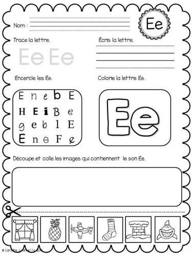 French Alphabet Letter E | L'alphabet Lettre E by Caroline Joannette