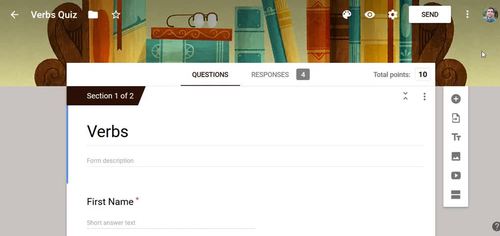 Verbs Digital Quiz for Google Classroom (Auto-Grading, Distance Learning)