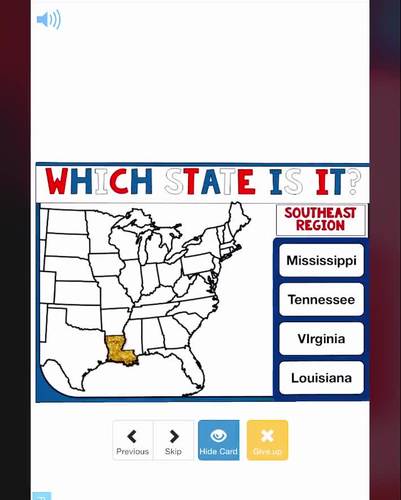 50 States and Capitals Southeast Region | Boom Cards | Distance Learning