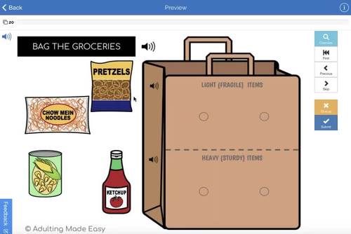 Bagging Groceries Drag & Drop Boom Cards SS | TPT