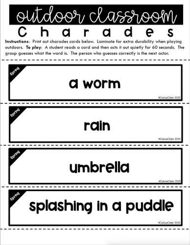 Outdoor Classroom Drama Game | Charades | Winter Vocabulary by Cactus Class