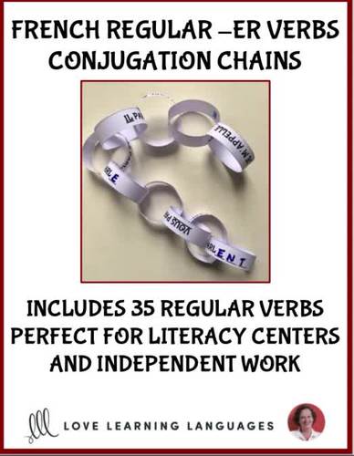 Present tense French ER Verbs - Primary French conjugation chains -Cut ...