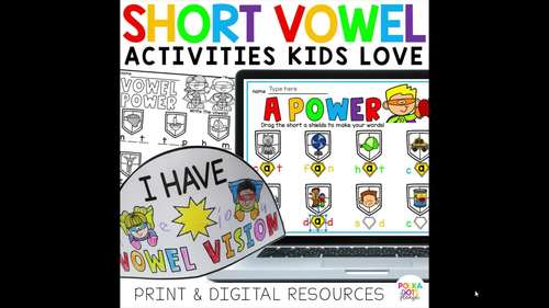 Short Vowels Activities | Print and Digital Practice by Polka Dots Please