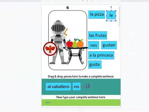 DIGITAL Spanish Sentence Structure Centers / Stations: Gustar and Food