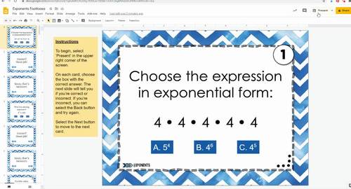 Exponents Footloose and Google Task Cards and Quiz Distance Learning