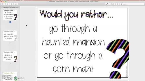 Halloween & Fall Themed - Would You Rather game | PRINTABLE & DIGITAL