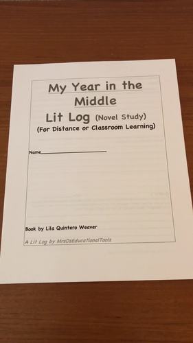My Year in the Middle Lit Log (Novel Study) (For Distance or Classroom ...