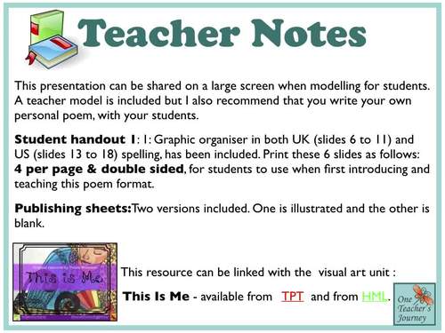 Poetry Lesson For Bio Poems in 3 easy steps by One Teacher's Journey