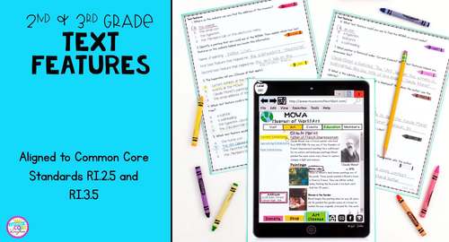 Nonfiction Text Features Passages, Anchor Chart, Worksheets - RI.2.5 ...