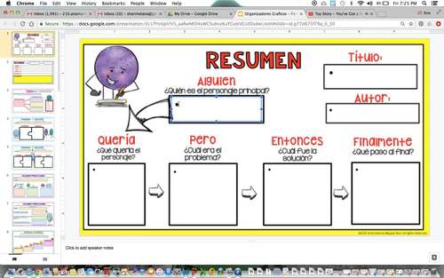 Graphic Organizers in Spanish for Google Classroom - Organizadores Gráficos