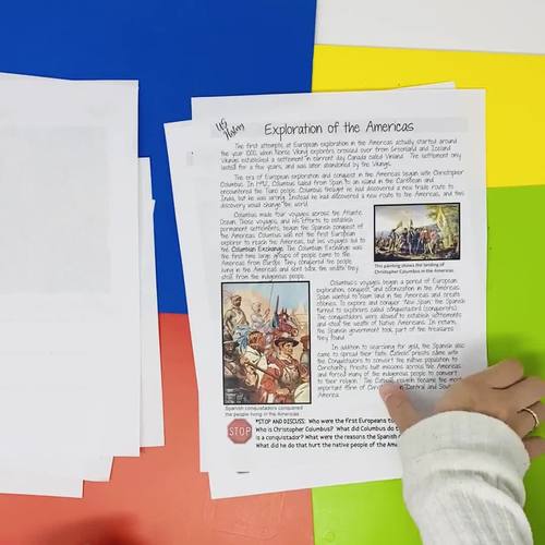 Exploration of the Americas Doodle Notes Activity with GOOGLE SLIDES