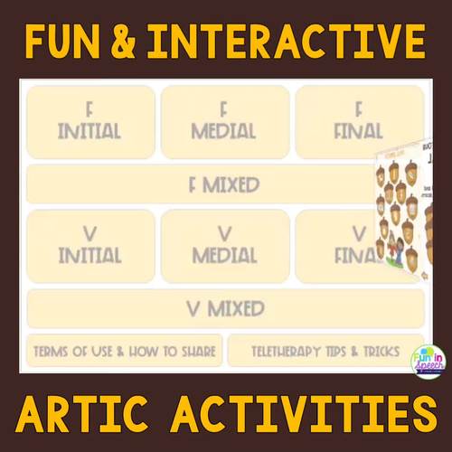 Fall Digital Articulation Activities for F and V Teletherapy by Fun in ...