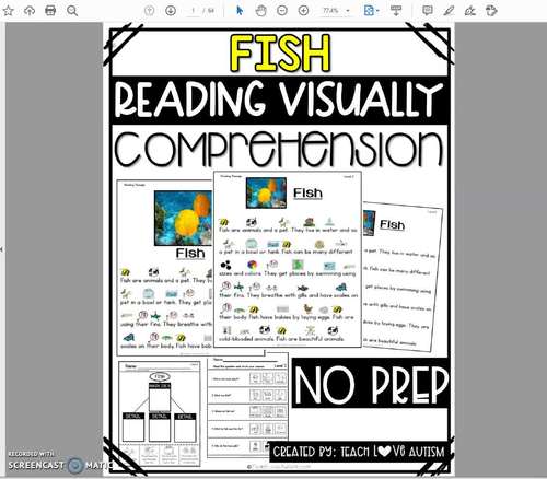 Fish Reading Visually Comprehension by Teach Love Autism | TpT