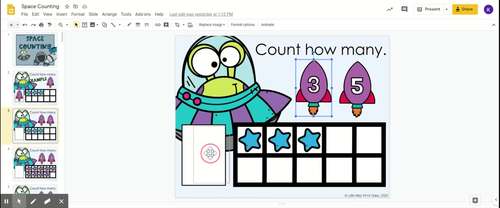 Space Themed Counting & Number Fluency with Google Slides™ & Boom Cards
