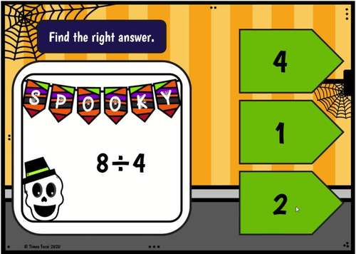 Halloween Multiplication and Division Fact Fluency Boom Cards™ | 4 Facts