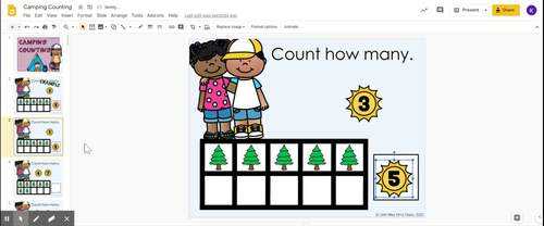 Camping Themed Counting & Number Fluency with Google Slides™ & Boom Cards