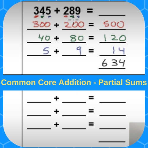 Common Core Addition - Partial Sums by Math For Homeschool | TpT Common Core Addition - Partial Sums by Math For Homeschool | TpT