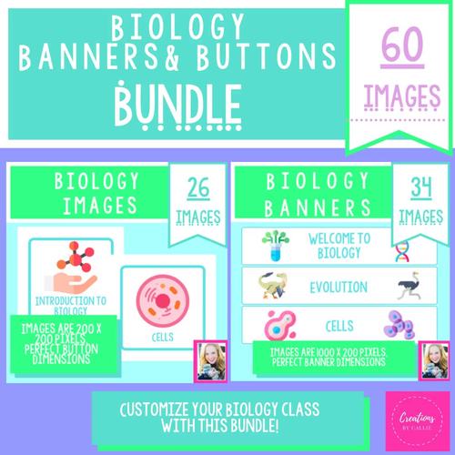 Biology Buttons and Banners Bundle - Digital Decor - Distance Learning
