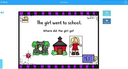 Single Sentence Auditory Comprehension Boom Card Deck by Speak EZ