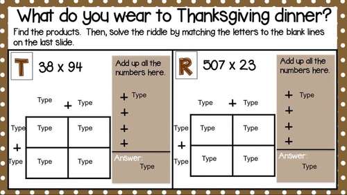 Thanksgiving-Themed Multiplication Practice Activity for Google Classroom