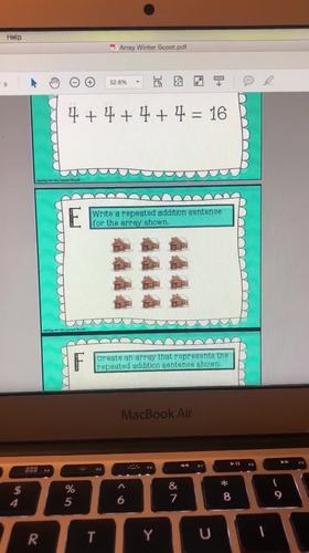 Winter Wonderland Arrays & Repeated Addition Scoot or Task Cards Math ...