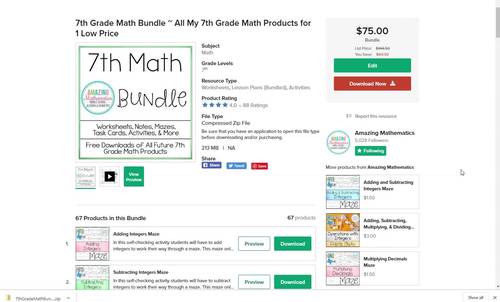 7th Grade Math Bundle ~ All My 7th Grade Math Products at 1 Low Price
