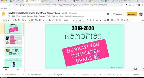 Digital Memory Book End of Year for Upper and Middle Grades Distance ...