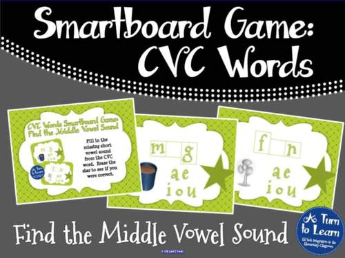 CVC Words: Find the Short Vowel Sound Game (Smartboard/Promethean Board)