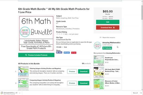 6th Grade Math Bundle ~ All My 6th Grade Math Products at 1 Low Price