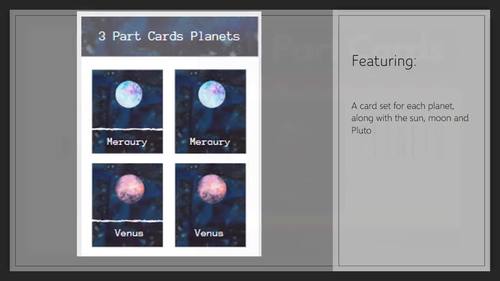 Montessori 3 Part Cards Planets Solar System for Primary Levels | TPT