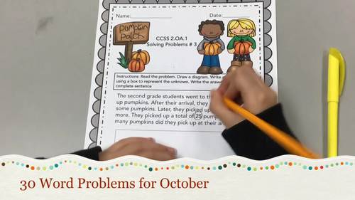 2nd Grade Math Word Problems for October in English CCSS 2.OA.1 | TPT