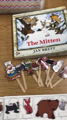 THE MITTEN Book Companion Page icons STICK PUPPETS CHRISTMAS WINTER ...